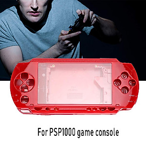 Game Console Shell, Replacement Controller Skin Game Controller Protective Case with Screwdriver, Button Kit for PSP1000 Console.(Red)