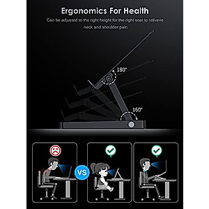 SEMIR Portable Laptop Stand, Ergonomic Notebook Stand, Adjustable Holder Riser, Aluminum Alloy Foldable Desk Stand, Compatible with MacBook , Dell , HP and More 10-15.6 "Laptops and Tablets (Black)