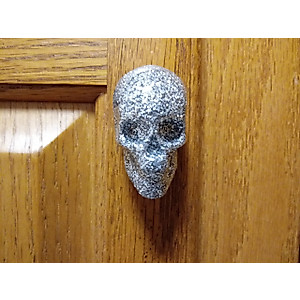 Silver Glitter Skull Door Knobs Drawer Knobs (Set of 2)