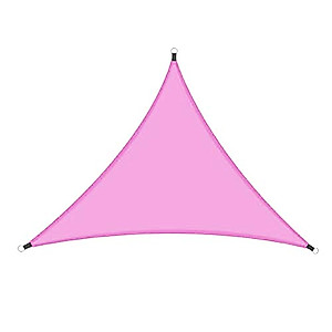 JYCAR Triangle Awning Shelter, Waterproof Sun Shade Sail Canopy, Durable Polyester Garden Shading Net with 3pcs 6.5FT Ropes, for Outdoor Patio Garden (Pink, 9.8 x 9.8 x 9.8 ft)