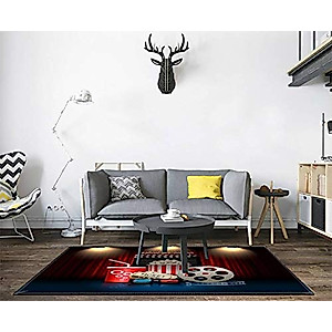Home Area Runner Rug Pad Cinema Movie Theater Object on Curtain ;Sign Thickened Non Slip Mats Doormat Entry Rug Floor Carpet for Living Room Indoor Outdoor Throw Rugs…
