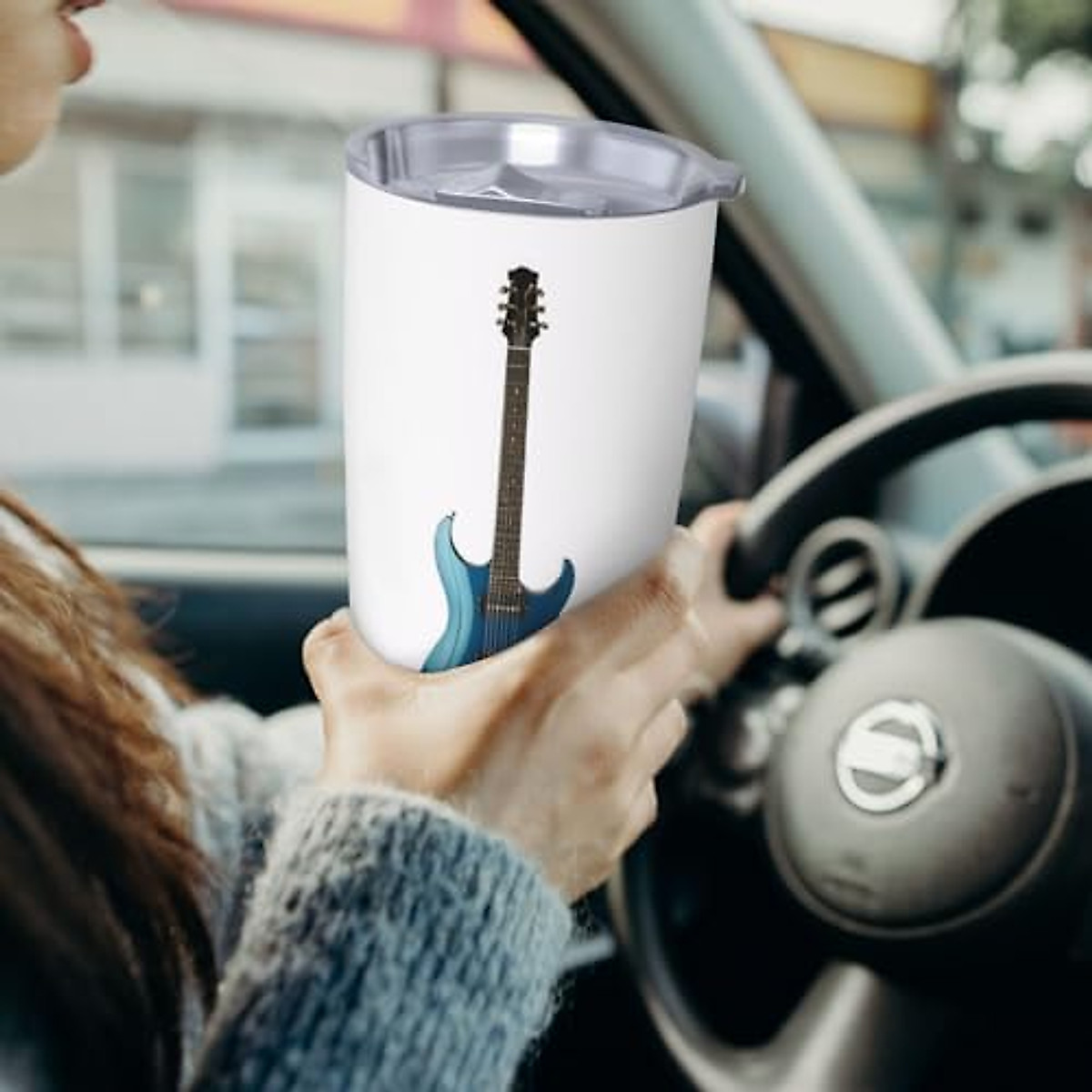 jshmgchw 3d Nice Guitar 20oz Tumbler, Car Cup With Lid And Straw, Spill-Proof, Stainless Steel Double Wall Vacuum Insulated Reusable Coffee Travel Mug, For Cold Drinks, Hot Beverage