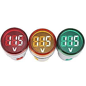 DROK AC 500V Voltage Meter, 3pcs AC 60-500V 110v 220v Voltage Monitor Digital Larger LED Screen Voltmeter Volt Detetor Green Red Yellow Signal Indicator Light Panel