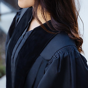 Endea Graduation Deluxe Classic Matte Black Doctoral Gown Academic Regalia Unisex (45 (5'0" - 5'2")) Matte Black