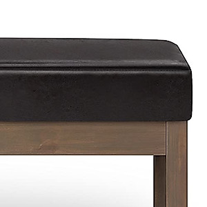 SIMPLIHOME Milltown 45 Inch Wide Contemporary Rectangle Large Ottoman Bench in Tanners Brown Vegan Faux Leather, For the Living Room and Bedroom