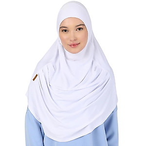 Prien Ready To Wear Hijab For Women, Instant Turban, Soft Muslim Scarf For Prayer, Long Hijabs, Islamic Clothes, Jersey Abaya (White)