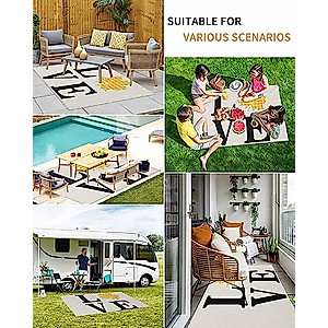 Outdoor Area Rug for Patio,Thanksgiving Orange Fall Maple Leaf Plaid Camping Rugs Indoor Large Floor Mat 4x6ft,Farm Love Quote Line Outside Carpet for Deck RV Picnic Porch Backyard Bedroom