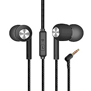 D-GROEE Earbuds Earphones, Wired Headphones in Ear, S32 Universal 3.5mm L-Shaped Plug Wired Earphone for Phone Black