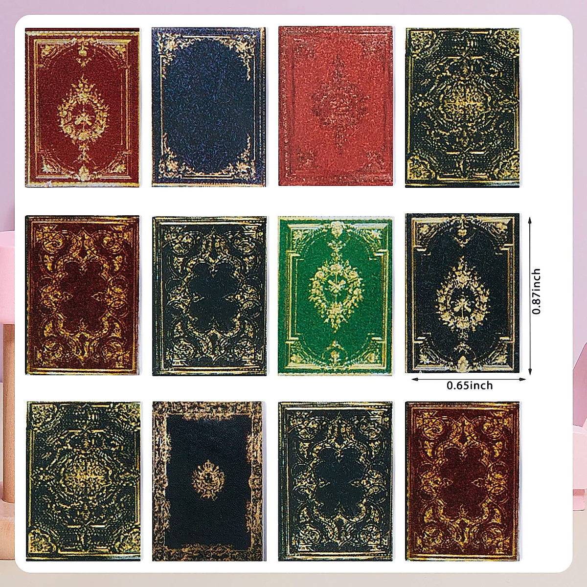 Skylety 24 Pieces 1:12 Scale Miniatures Dollhouse Books Assorted Miniatures Dollhouse Accessories Small Books Decoration Accessories Doll Toy Supplies(Printed Style)