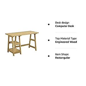 Convenience Concepts Designs2Go Trestle Desk with Shelves, Light Oak