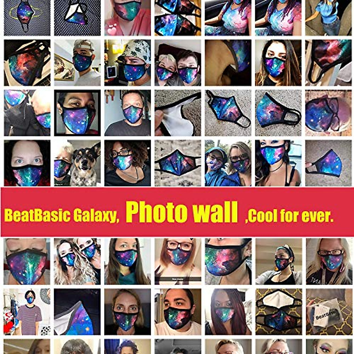 3 Pack Galaxy Dust Mouth Face Mask - Inner White Cotton - Dustproof Saw-Dust Washable - Reusable Comfy - Cotton Protective Breathable Soft Warm Windproof Face Protection for Man and Woman