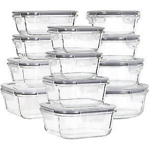 MUMUTOR Glass Food Storage Containers with Lids, [24 Piece] Glass Meal Prep Containers, Airtight Glass Bento Boxes, BPA Free & Leak Proof (12 lids & 12 Containers)