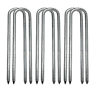 Ground Stakes, Tent Nails, Ground Anchors Garden Staples Steel Galvanized Pegs, Heavy Duty U Landscape Pins for Camping Tents Trampoline Canopies Sheds Ports Gardening 12 Inch 6pack