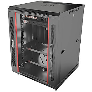 Server Rack - Wall Mount Network Enclosure - Locking Wall IT Cabinet - 19 Inch Rack Av Audio Video Rack Lockable Cabinet Network Rack - Powerbar - Shelf - Fan - Feet (15U (24" w x24 d x30 h))
