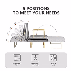 CIZIG Futon Sofa Bed,74.8" L Convertible Sleeper Sofa with Tapered Steal Leg,Adjustable Back Rest Couch,Loveseat Sofa Bed, Small Leather Twin Sofa for Living Room,Bedroom,Movie Night,Grey