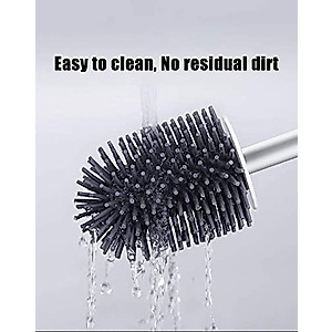 BOOMJOY Toilet Brush 2 Packs, Toilet Bowl Brush with Holder, Silicone Toilet Brush Set, Bathroom Cleaning Kit with Tweezers - White