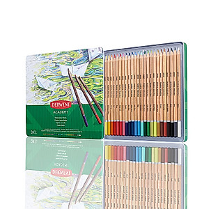 Derwent Academy Watercolor Pencils, 3.3mm Core, Metal Tin, 24 Count (2301942)