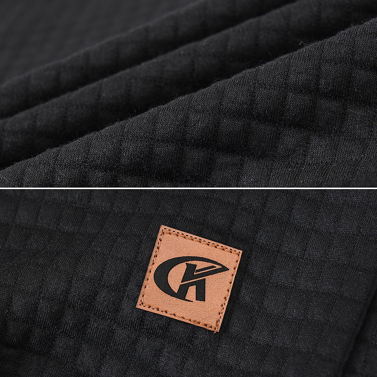 Satankud Mens Pullover Hoodie Long Sleeve Hooded Sweatshirt Casual Hoodies Square Pattern (Black, XL)