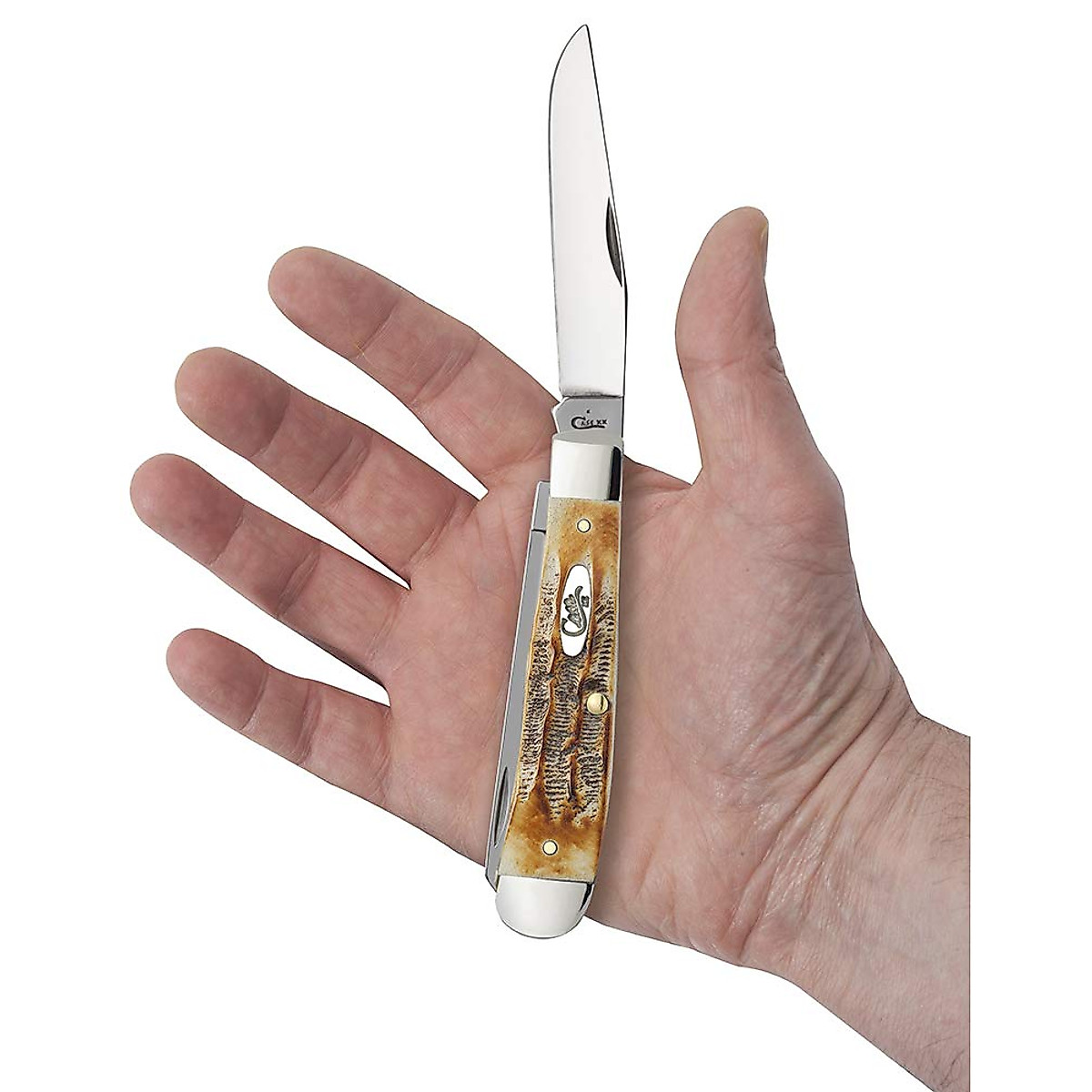 Case WR XX Pocket Knife Burnt 6.5 Bonestag Trapper Item #3573 - (6.5254 SS) - Length Closed: 4 1/8 Inches