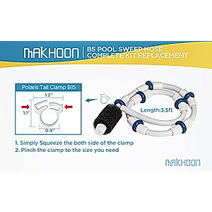 Makhoon Automatic Pool Cleaner Sweep Hose Complete B5 Replacement Compatible with Polaris Zodiac 180 280 360 380 480 Pool Cleaner Sweep Hose Complete B5 B-5 (1)
