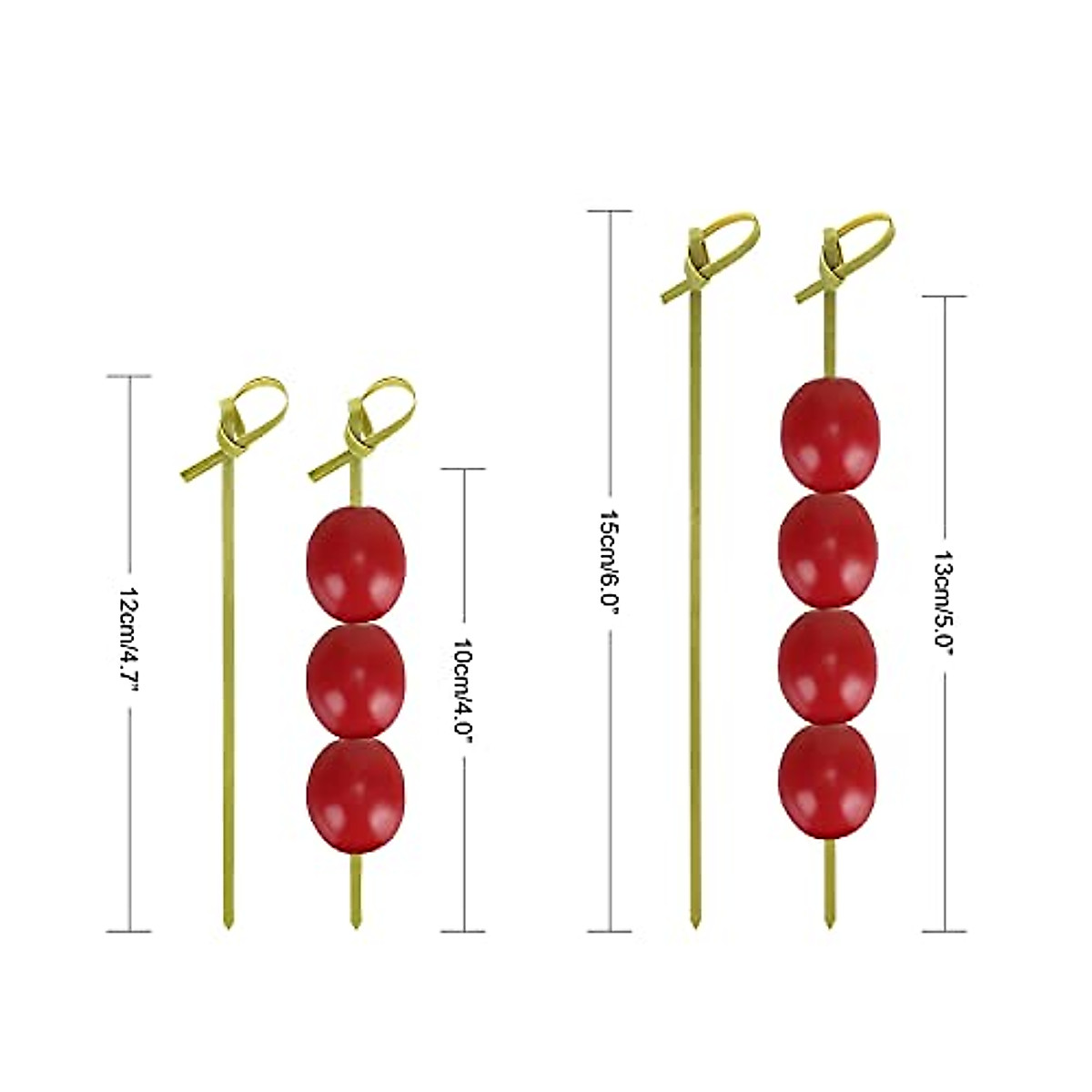 Minisland 200 Pcs Premium Bamboo Knot Cocktail Picks 4.7 Inch Long Fancy Toothpicks for Appetizers Party Food Fruit Drinks Garnish Skewer Sticks -MSL160