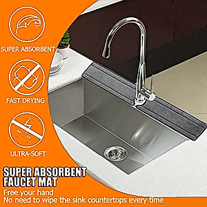 Faucet Absorbent Mat - 24 inch Microfiber Drip Catcher Kitchen Sink Splash Guard Quick Drying Sink Mats For Kitchen Sink, Bathroom, Counter Top, Farmhouse