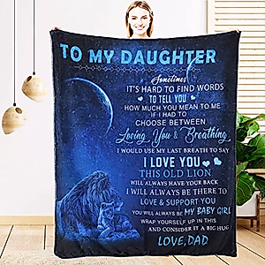 to My Daughter Blanket from Dad Daughter Gift Lion Father Throw Blanket Gift Super Soft Cozy Flannel Blanket for Bed Sofa Birthday Christmas Thanksgiving (to Daughter,dad, 60x50)