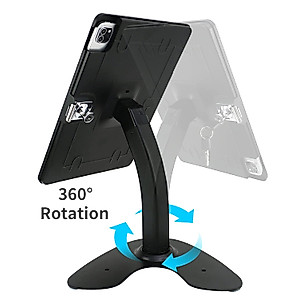 CarrieCathy Desktop Wall Mount Anti-Theft Security Kiosk POS Stand Holder Enclosure for 2022 2021 2020 2018 iPad Pro 12.9", Flip & 360° Swivel Design