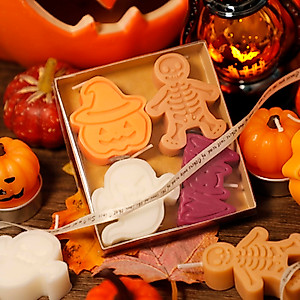 LA BELLEFÉE Halloween Tea Lights Candles, English Pear Scented Candles Halloween Candles for Decorations 8 Pack, Fall Festival Decorations, Spooky Halloween Gifts