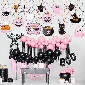 Halloween Hanging Swirl Decorations Happy Boo Day Party Witch Pumpkin Ghost Cutout Halloween Decors for Kids School Room Office Halloween Supplies (Happy Booday)
