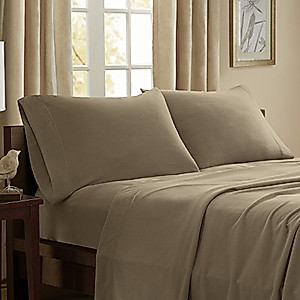 Peak Performance 3M Scotchgard Micro Fleece Wrinkle and Stain Resistant, Soft Plush Sheets with 14" Deep Pocket Cold Season Cozy Bedding-Set, Matching Pillow Case, Queen, Mink (SHET20-729)