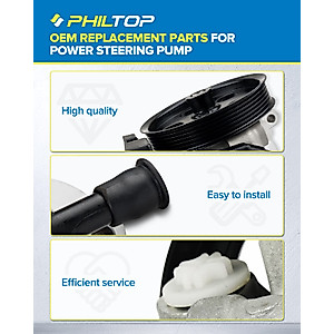PHILTOP Power Steering Pump 20-326 OE Replacement For Focus 2006-2011, Transit Connect 2010-2011 2.0L, 6S4Z3A674A, 6S4Z3A674ARM, 7S4Z3A674A Power Assist Pump