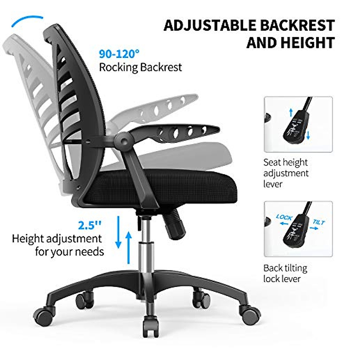 NOBLEWELL HOME Chair-NWOC2B Home Office Chair, Nylon, Black