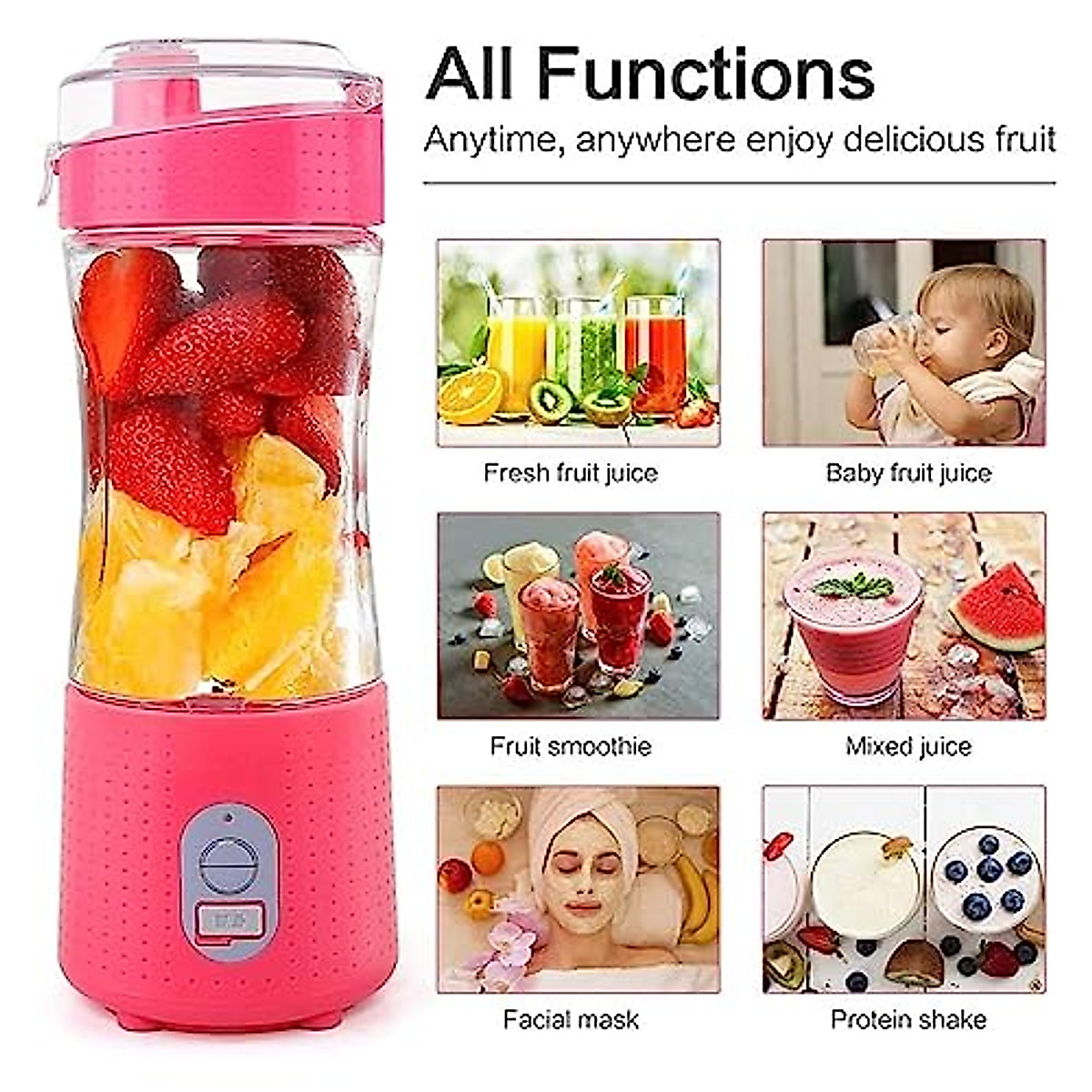 MODADA Portable Juicer USB Electric Blender Blender Fruit Smoothie Blender Cup Personal Food Processor Manufacturer Juice Extractor Mini blender for making shakes and smoothies for travel, kitchen, ca