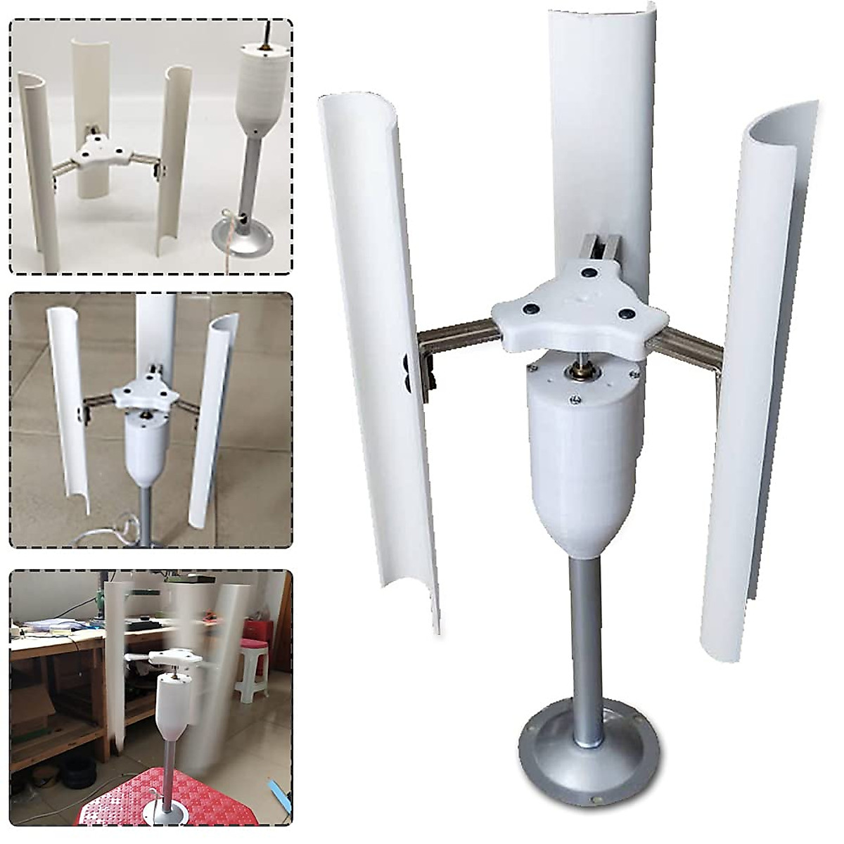 KinHall Wind Turbine Vertical Axis Wind Turbine Model Three-Phase Permanent Magnet Generator DIY, 12v Vertical Axis Wind Turbine Teaching Model