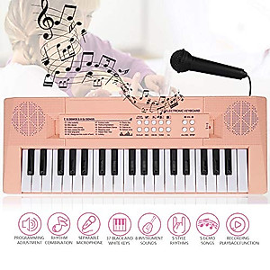 Electric Piano 37 Keys Beginner Electric Keyboard with Microphone, Dual Power Supply System USB Charging or Batteries (Battery Not Included)()