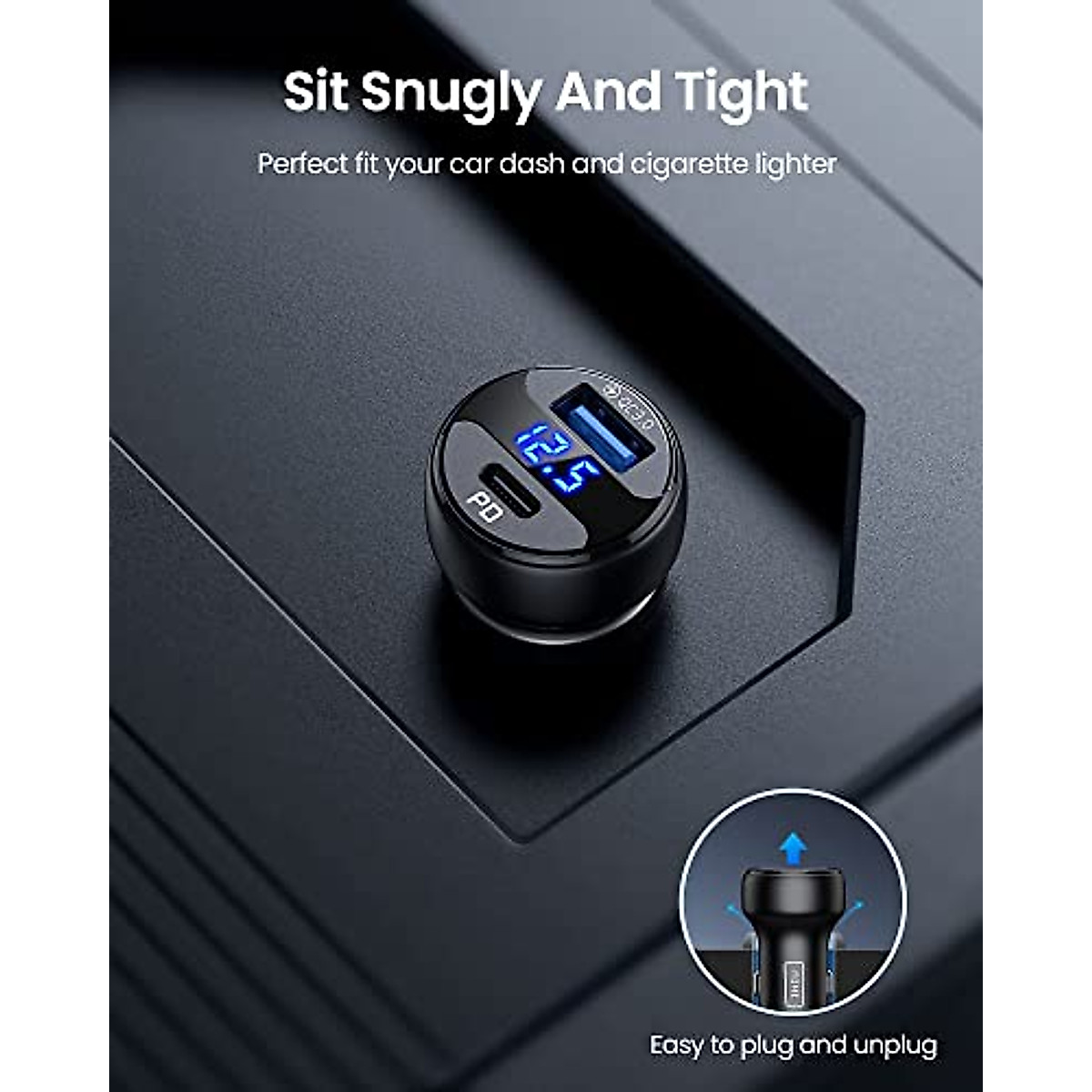 INIU USB C Car Charger, 66W Total [USB C+USB A] Car Charger Adapter with PD & QC, Fast Charging All Metal Tiny Car Phone Charger for iPhone 14 13 12 11 X Pro Samsung S21 Pixel iPad MacBook Air Tablet