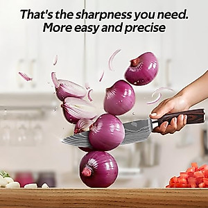 Oserlo Kitchen Knife Set, 8 Pcs High Carbon Stainless Steel Chef Knife Set with Ergonomic Balance Handle & Sheath, Ultra Sharp Professional Japanese Knife Set for Cutting, Peeling & Slicing