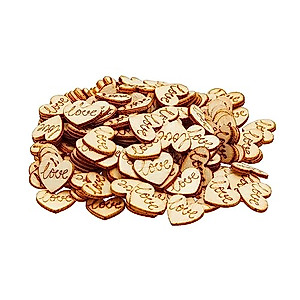 Juvale 200 Pack Engraved Wood Heart Table Confetti, Small Wooden Hearts for Crafts, Wedding, Valentines Decor (Love)
