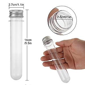 LANIAKEA 60pcs Test Tubes, 45 ML Clear Test Tubes with Screw Caps, Plastic Test Tubes Containers for for Bath Salts, Candy Storage, Scientific Party, Wedding Decorate, Plant Propagation, 140x25MM
