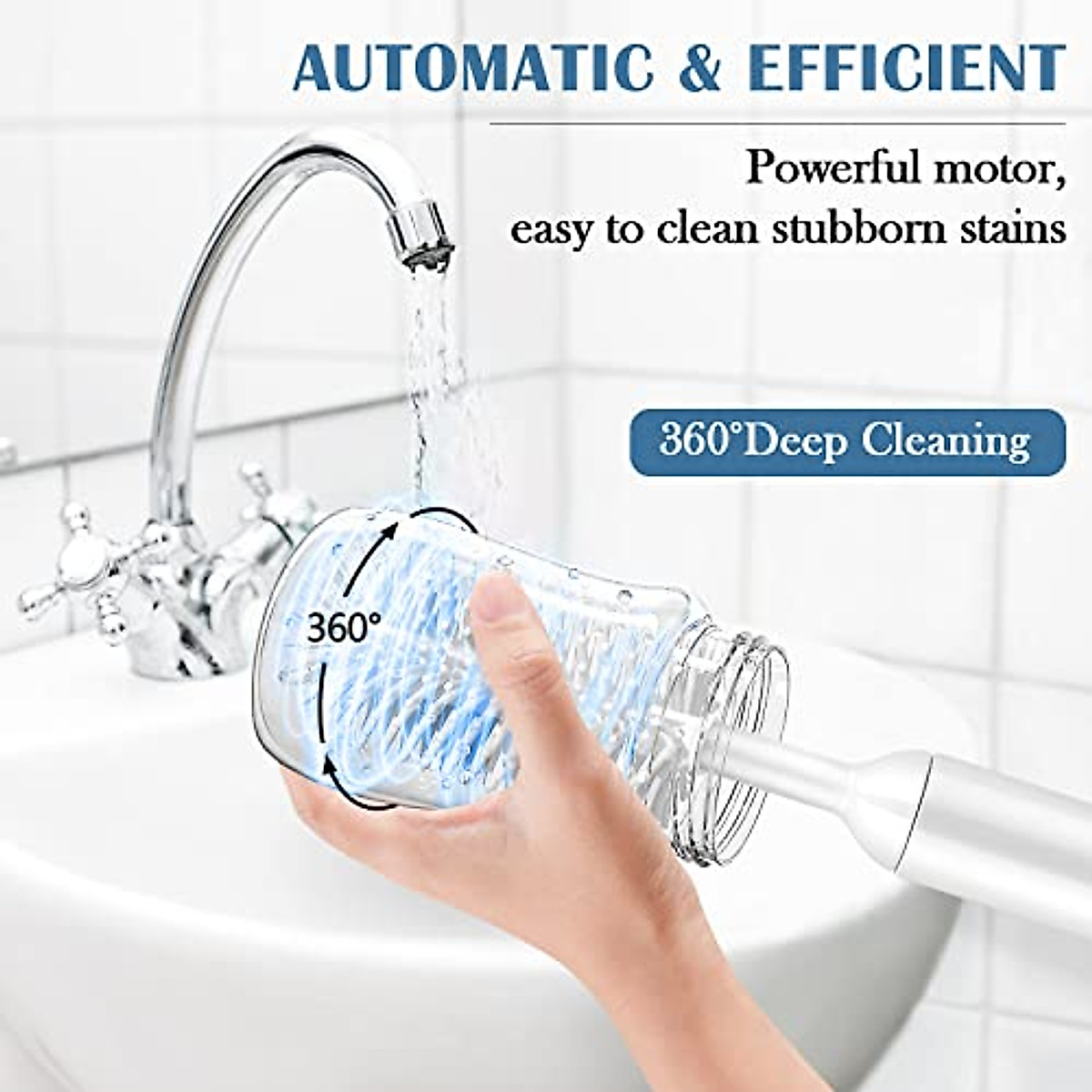 Electric Bottle Brush Set with Baby Bottle Brush Cleaner,Rechargeable Straw Cleaner Brush,Silicone Bottle Brush Kit,for Baby Bottles Pacifiers Straws Travel Bottle Brush Set