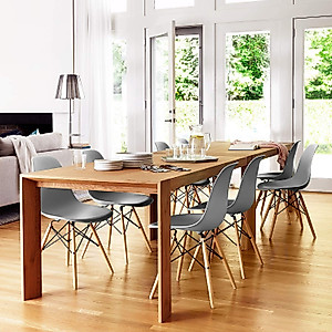 Furniwell Pre Assembled Modern Style Dining Chair Mid Century Modern DSW Chairs, Indoor Plastic Shell Lounge Plastic Chairs Side Chairs Set of 4 (Grey)