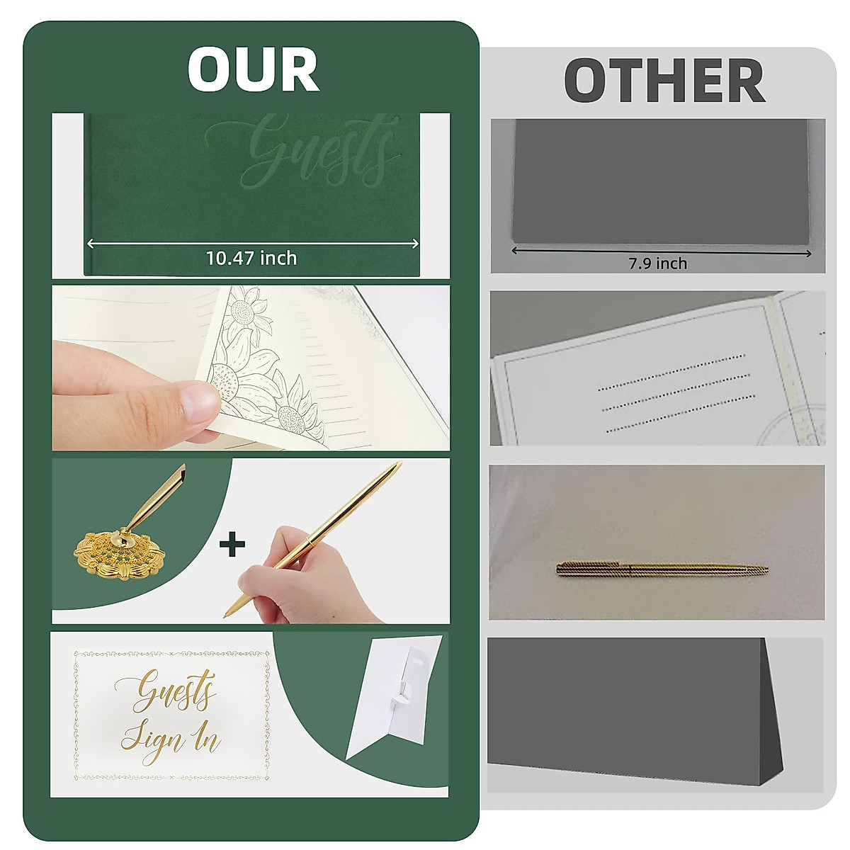 slcinwzdt Wedding Guest Book Set,Velvet Wedding Guest Book with Pen Polaroid Guest Book for Wedding 10.5" x 8"Guest Sign in Book Wedding Reception Funeral Bridal Baby Shower Party 100 Pages