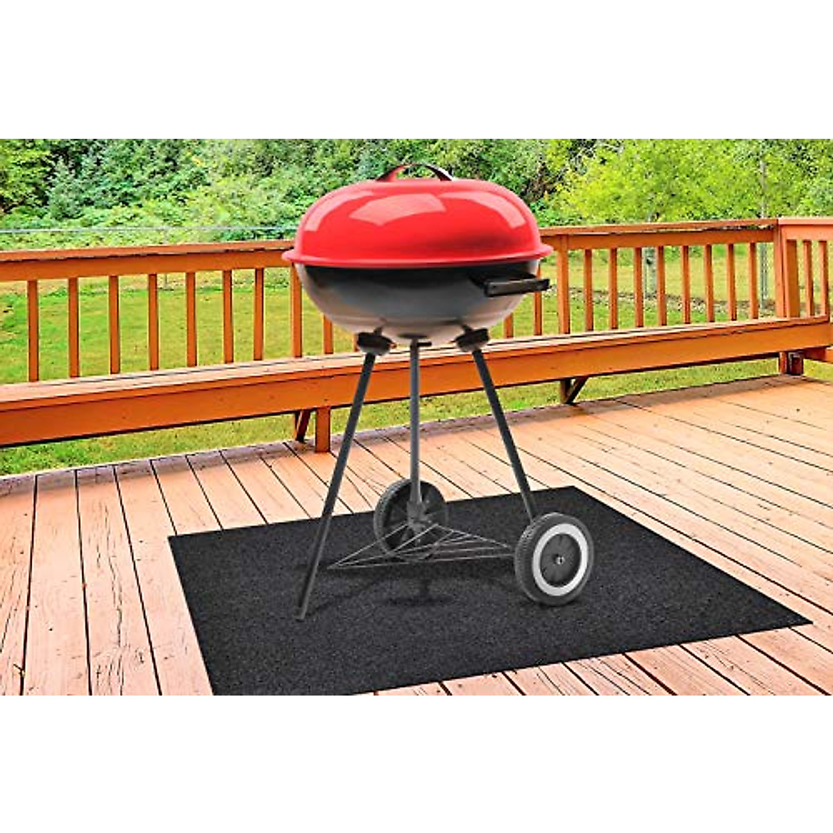 BBQ Grill Splatter Mat for Gas Electric Oven & Smokers - Absorbent Grill Pad Washable Floor Mat Protects Deck and Patio from Grease Splatter (30'' x 48'', Black) Plus Reusable Cleaning Cloths(2)