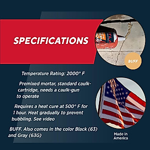 Rutland Products Rutland 10.3 Oz Cartridge (Buff) Fireplace Mortar, Buff-63B, 10 Fl Oz