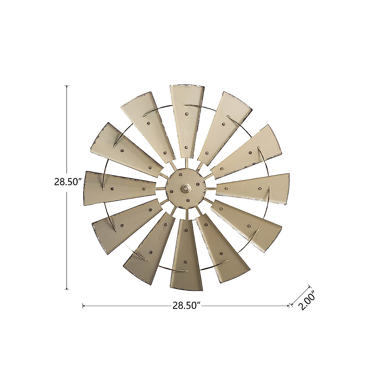 Glitzhome 22" Farmhouse Galvanized Windmill Wall Sculpture Home Decor Rustic Metal Rustic Wall Art Decoration, Silver