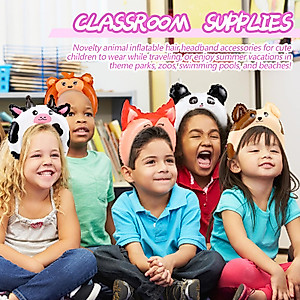 Liliful 200 Pcs Zoo Animal Inflatable Headbands Unicorn Wildlife Safari Balloon Hair Hoop Unicorn Balloon Kit with Pump Inflatable Jungle Animals for Birthday Party Favors Decorations (Cute Animal)