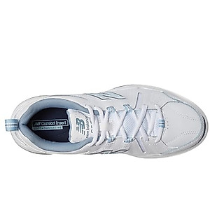 New Balance Women's 608 V5 Casual Comfort Cross Trainer, White/Light Blue, 10 Wide