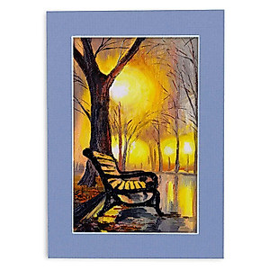 12x18 Mat Bevel Cut for 11x17 Photos - Acid Free Brittany Blue Precut Matboard with Backing Board and Crystal Clear, Self Seal Photo Mat Bag - for Pictures, Photos, Framing - 4-ply Thickness