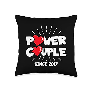 Anniversary Gifts for Him & Her Married Since 2017-Power Couple-6th Wedding Anniversary Throw Pillow, 16x16, Multicolor